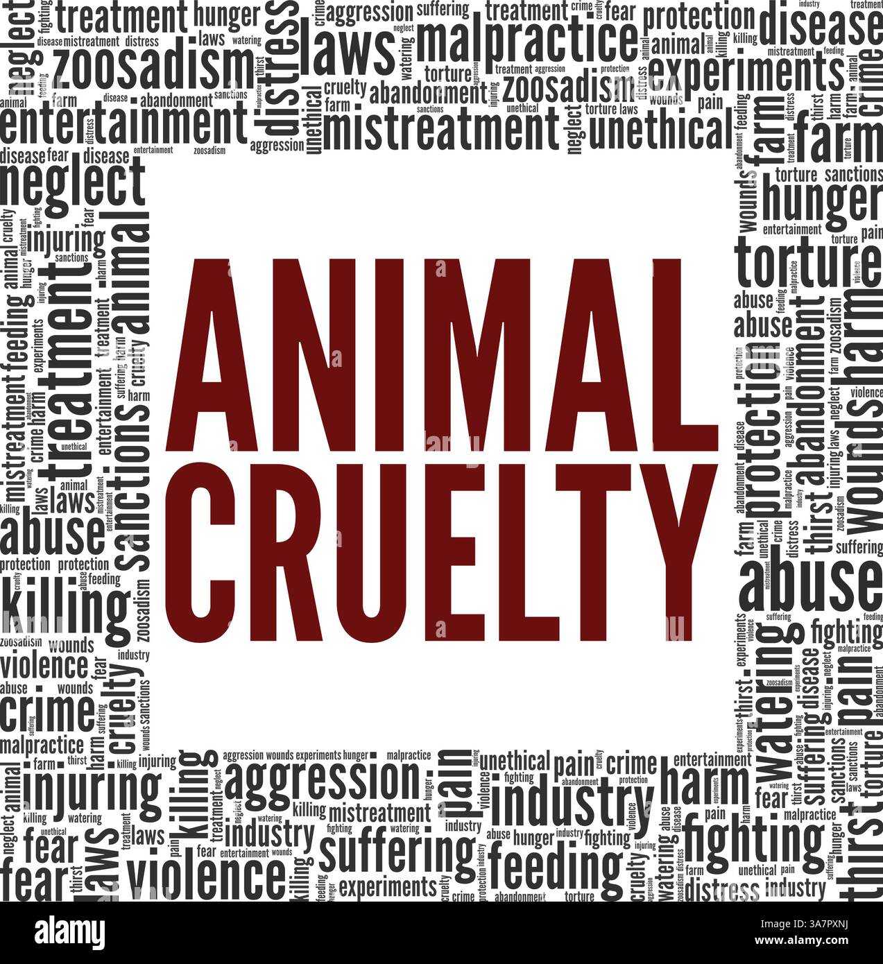 Animal Cruelty vector illustration word cloud isolated on white ...