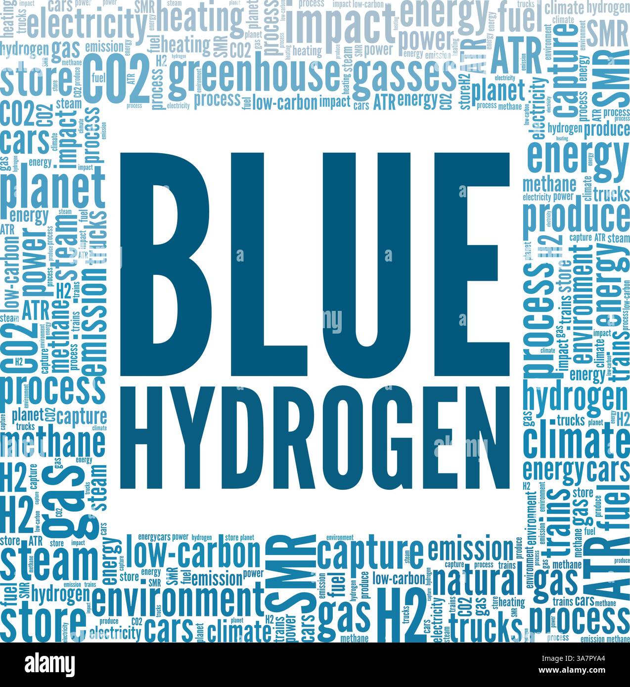 Blue Hydrogen H2 vector illustration word cloud isolated on white ...