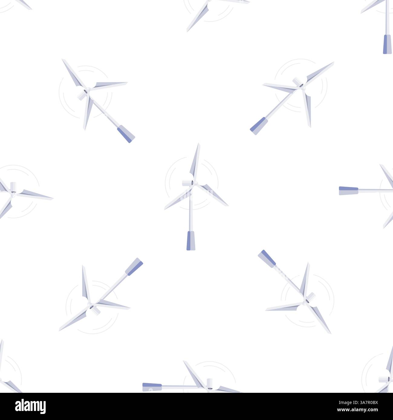Wind turbine generating clean energy seamless pattern on white ...
