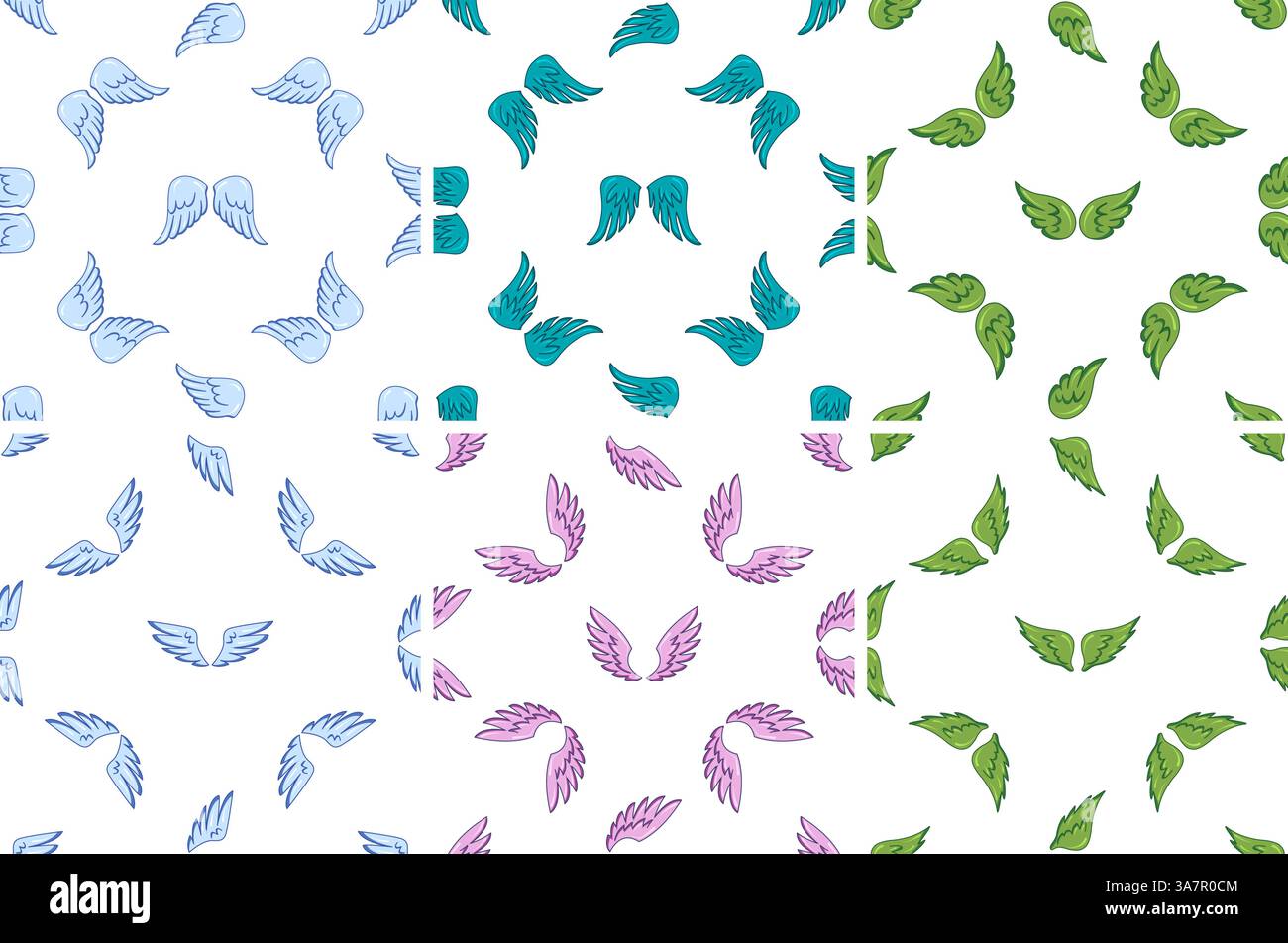 Colorful angel wings seamless patterns bringing a touch of magic and ...
