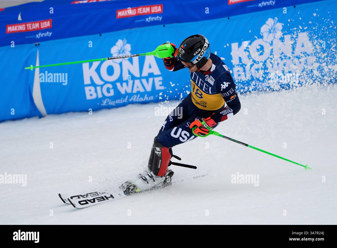 United States' Benjamin Ritchie reacts after a men's slalom run at the ...