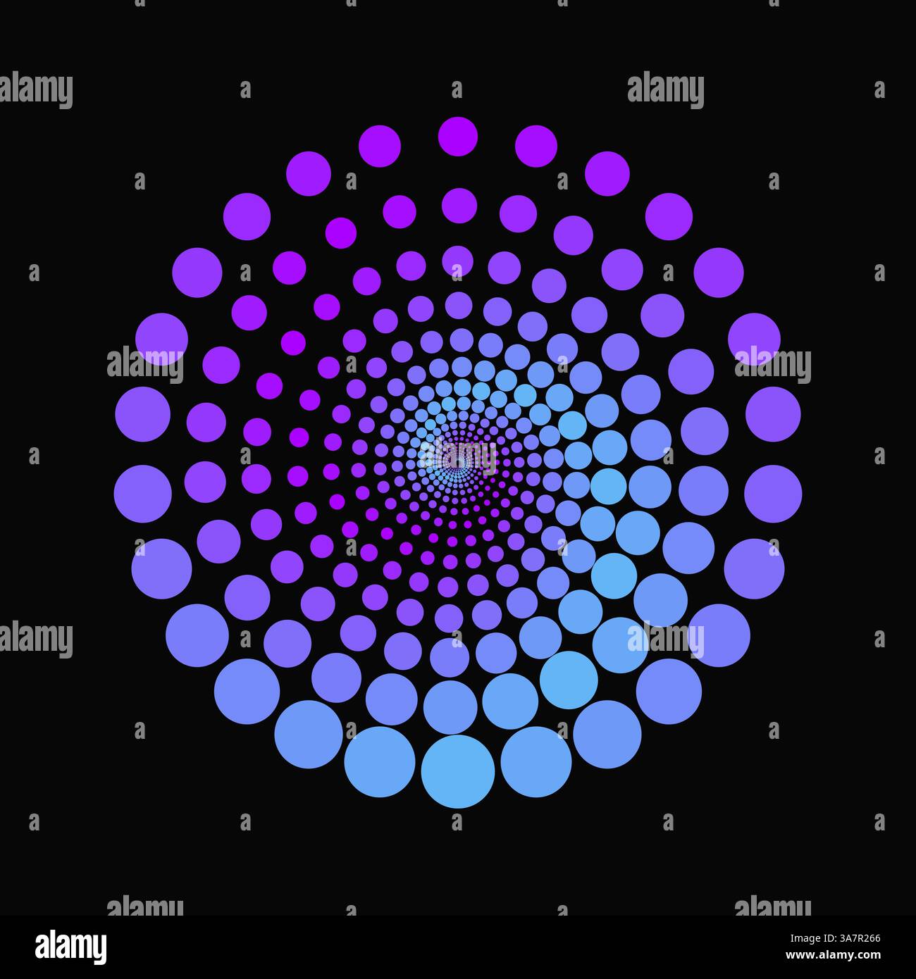 Dots that makes circle with spiral optical illusion effect. Abstract ...