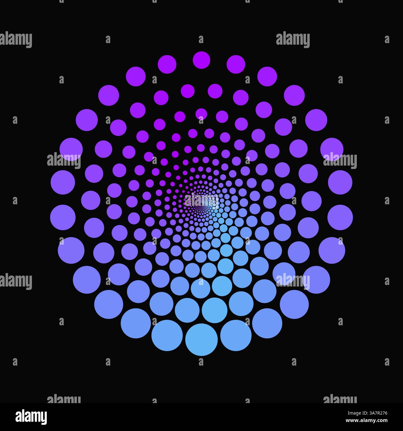 Dots that makes circle with spiral optical illusion effect. Abstract ...
