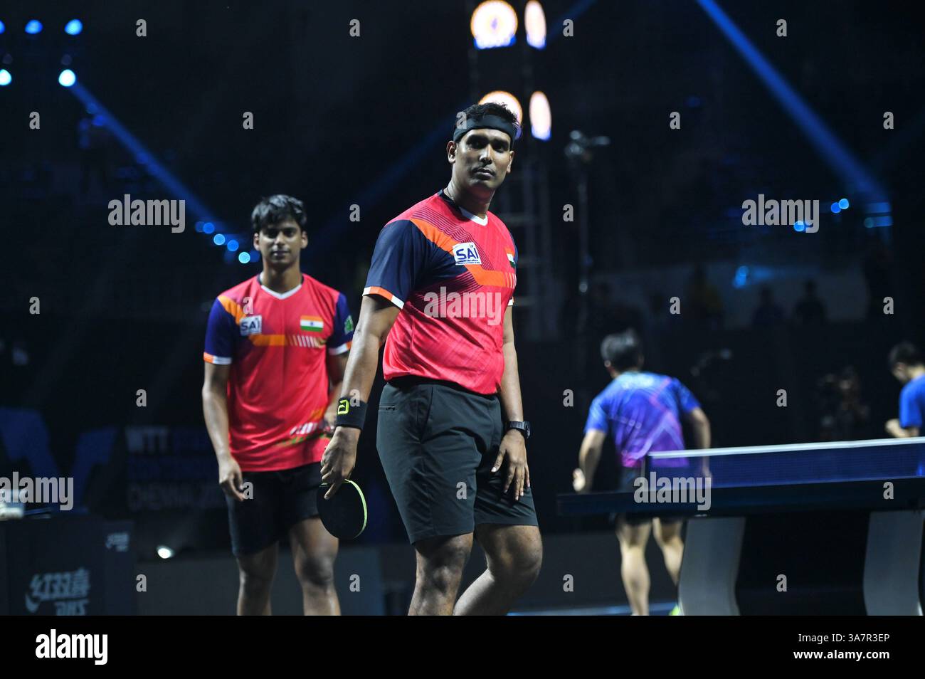 Chennai, India. 27th March, 2025. Indian pair Sharath Achanta and ...