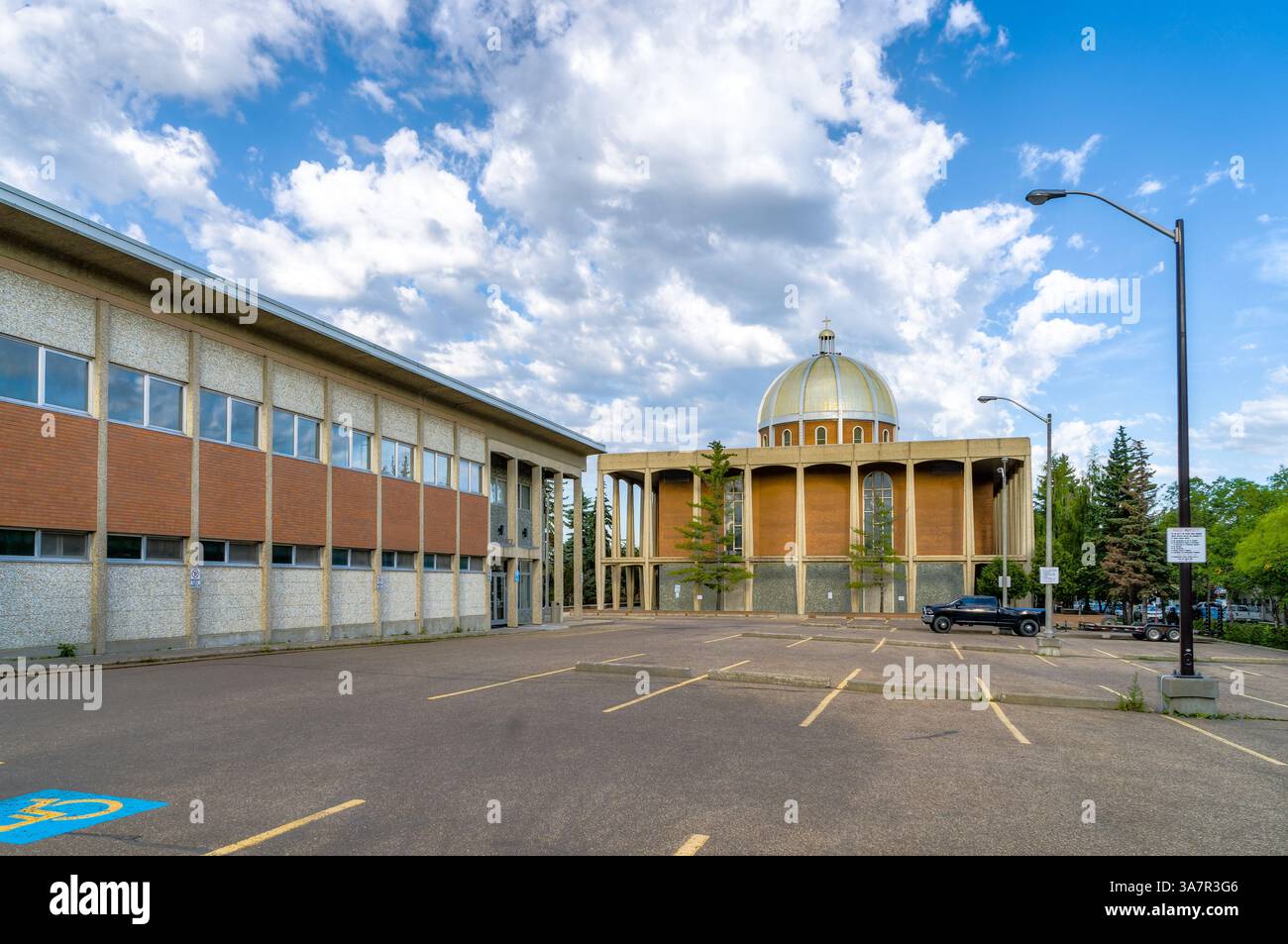 St. Basil's Ukrainian Catholic Church back view from parking lot Stock ...
