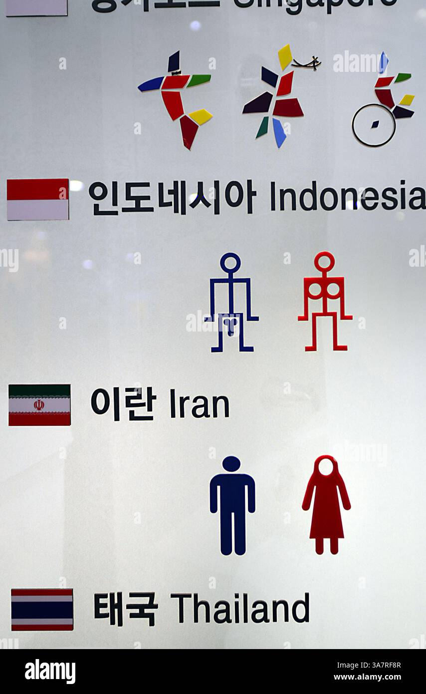 Nov. 13, 2012 - Suwon, South Korea - A display of restroom signs at Mr ...