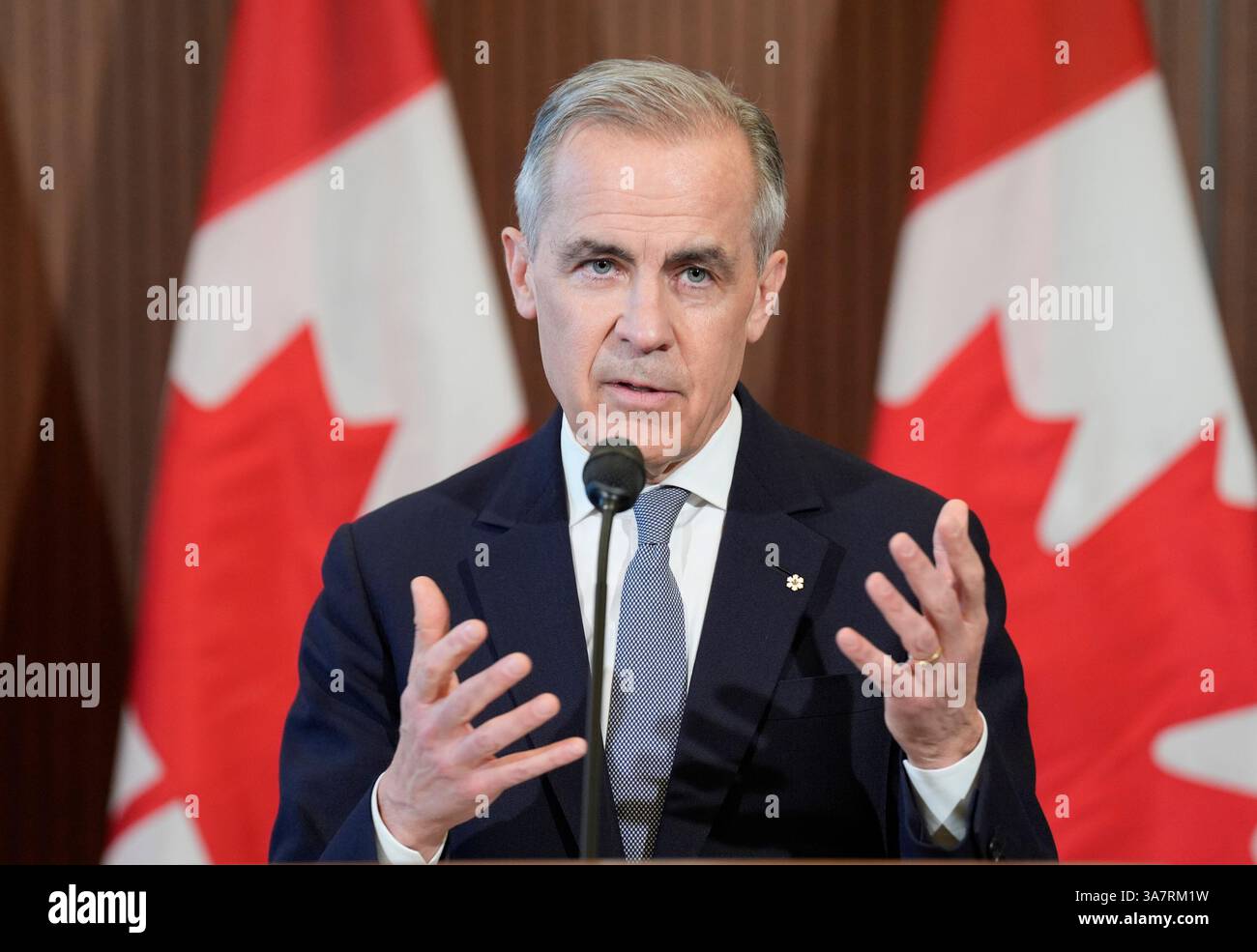 Canada Prime Minister Mark Carney speaks with media on Parliament Hill ...
