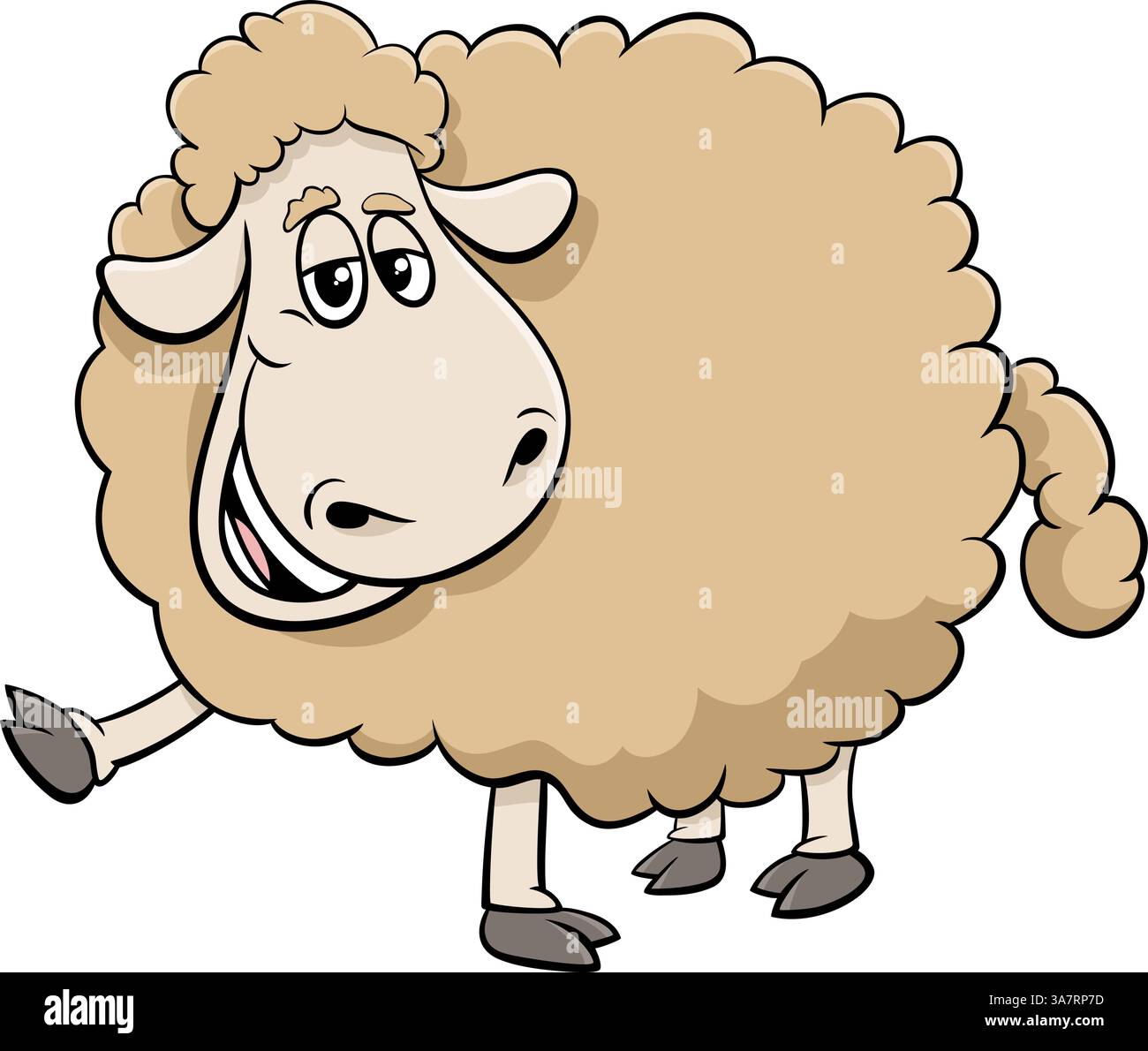 Cartoon illustration of funny sheep farm animal comic character Stock ...