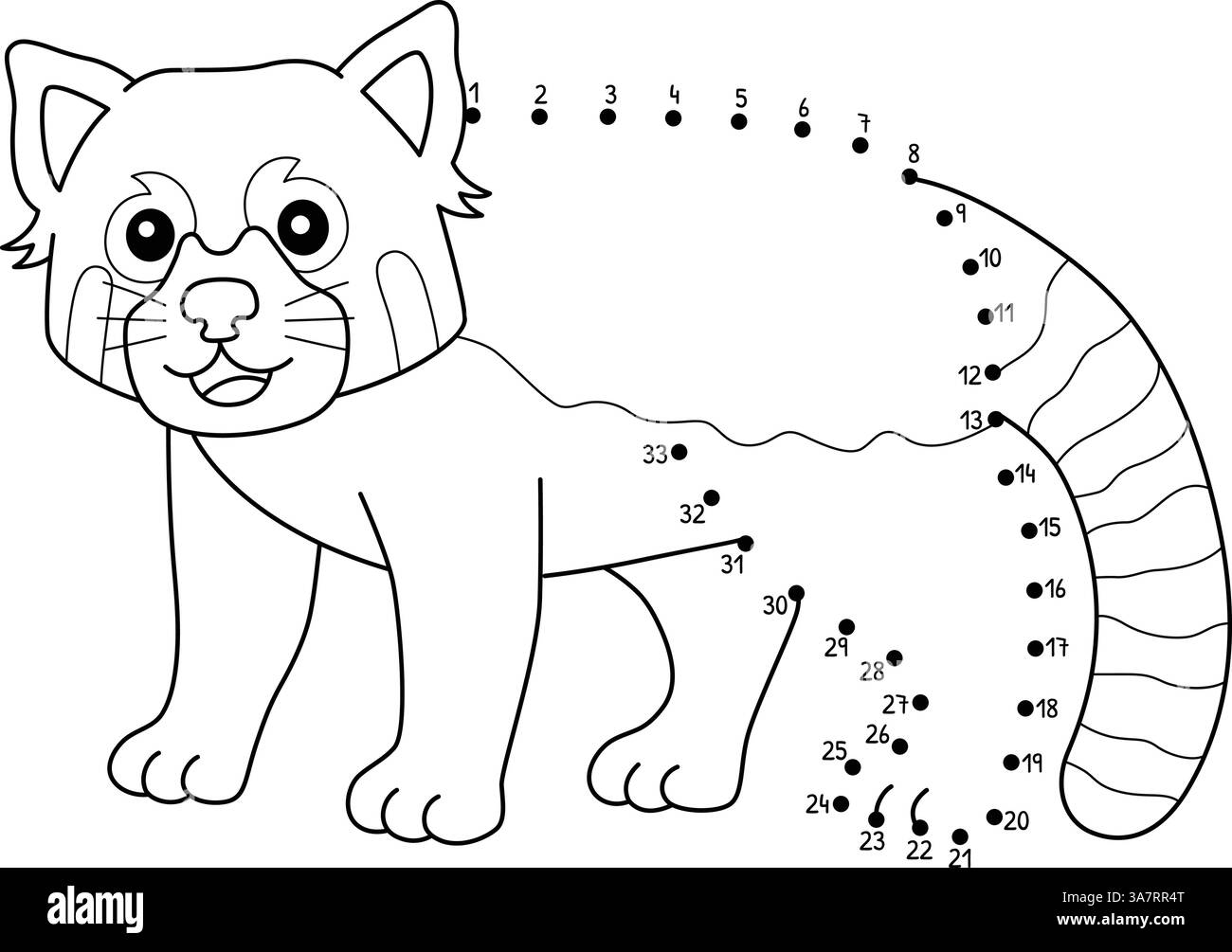 Dot to Dot Red Panda Animal Isolated Coloring Page Stock Vector Image ...