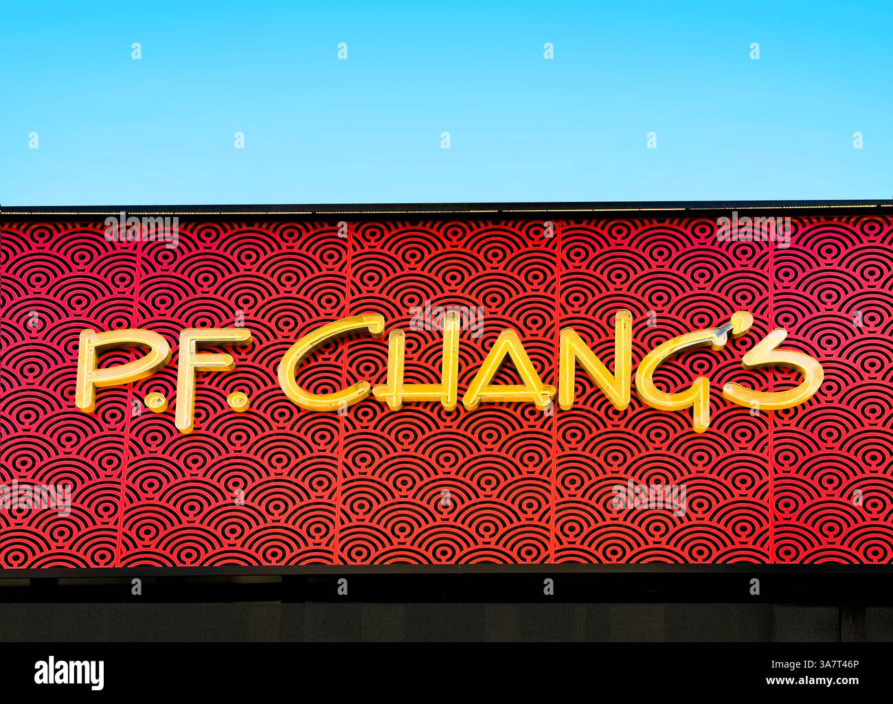 P.F. Chang's Chinese restaurant, building exterior detail of company ...
