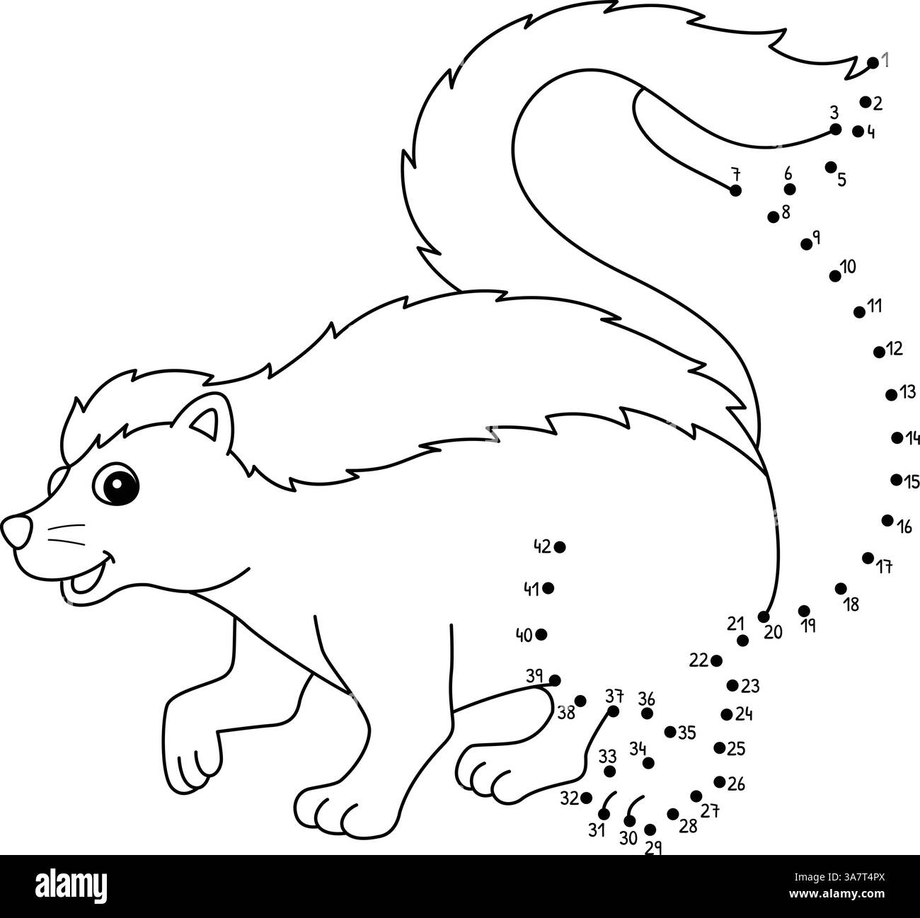 Dot to Dot Skunk Animal Isolated Coloring Page Stock Vector Image & Art - Alamy