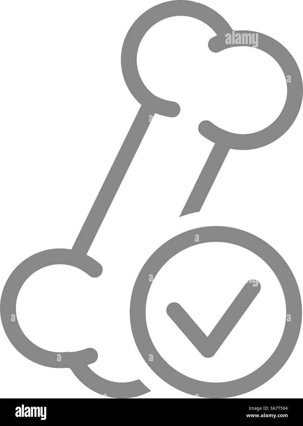Human bone with tick checkmark line icon. Healthy organ symbol. Vector ...