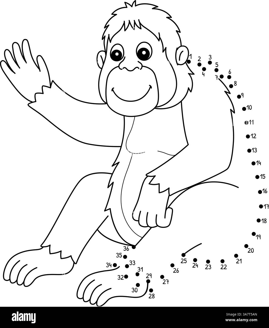 Dot to Dot Orangutan Animal Isolated Coloring Page Stock Vector Image & Art - Alamy