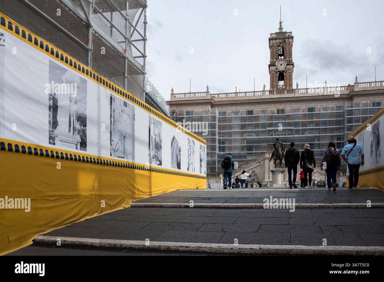 Rome, Italy. 27th March 2025. In the Photo Renovation Works in Piazza ...