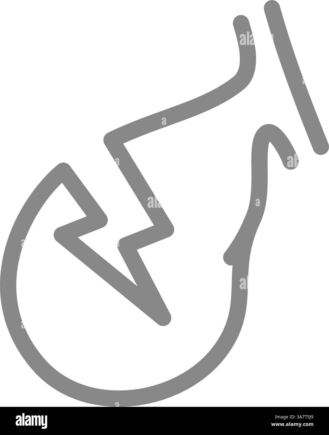 Gallbladder with acute pain line icon. Internal organ disease symbol ...