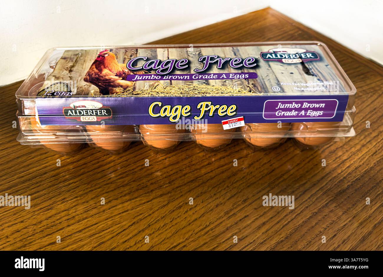 Carton of expensive Cage Free eggs Stock Photo - Alamy