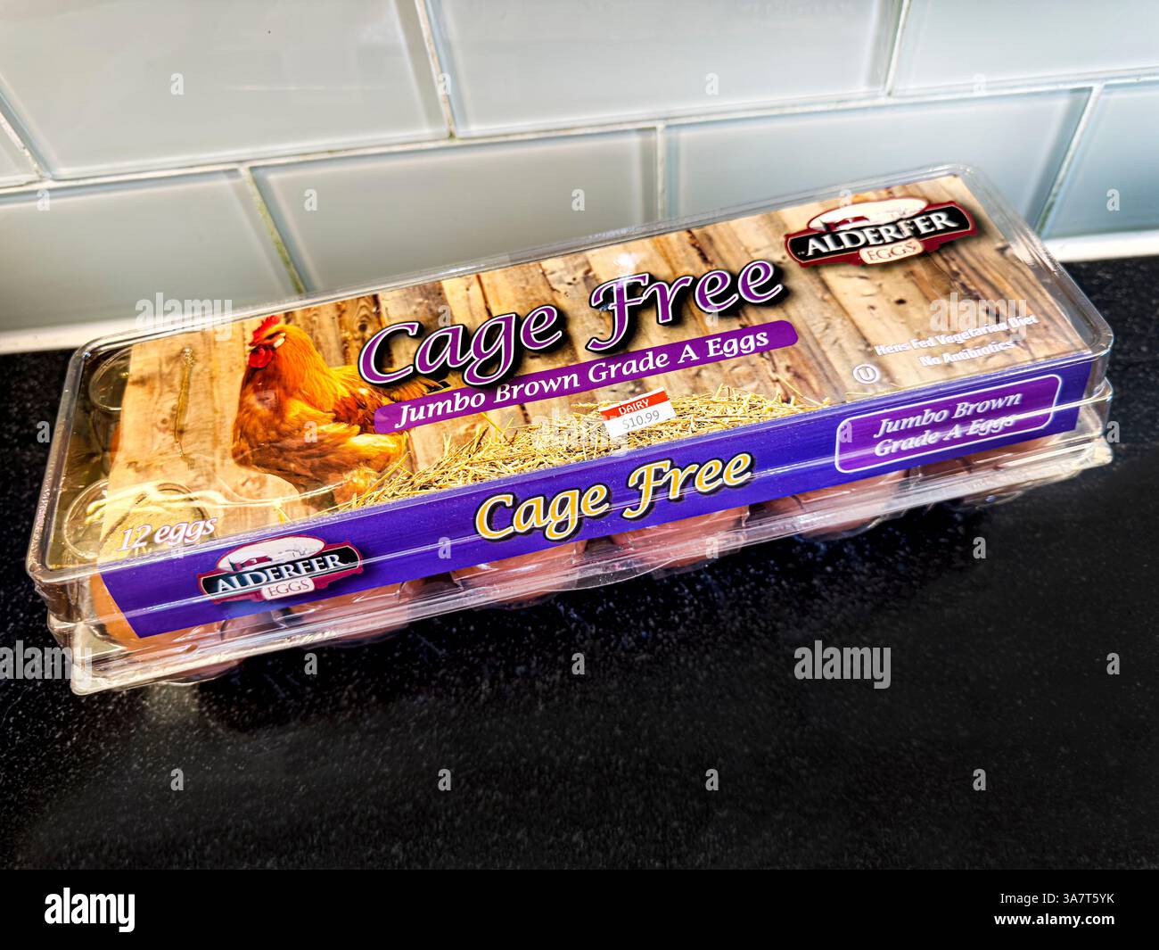 Carton of expensive Cage Free eggs Stock Photo - Alamy