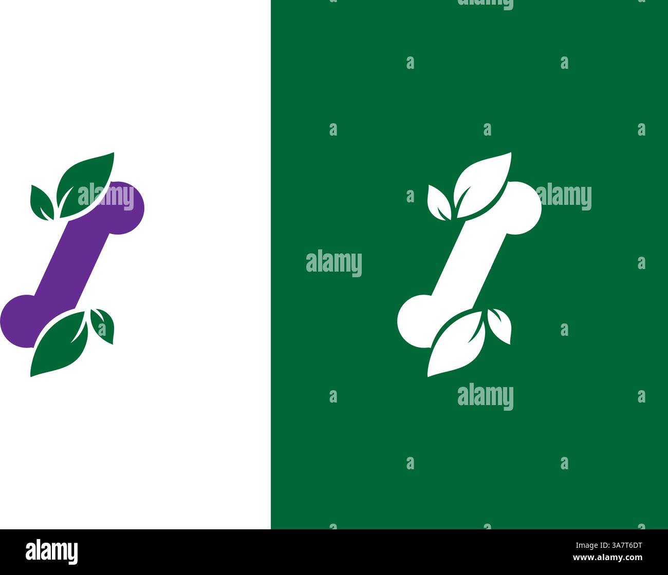 Vector bone and leaf logo combination. Unique organic bone logotype ...