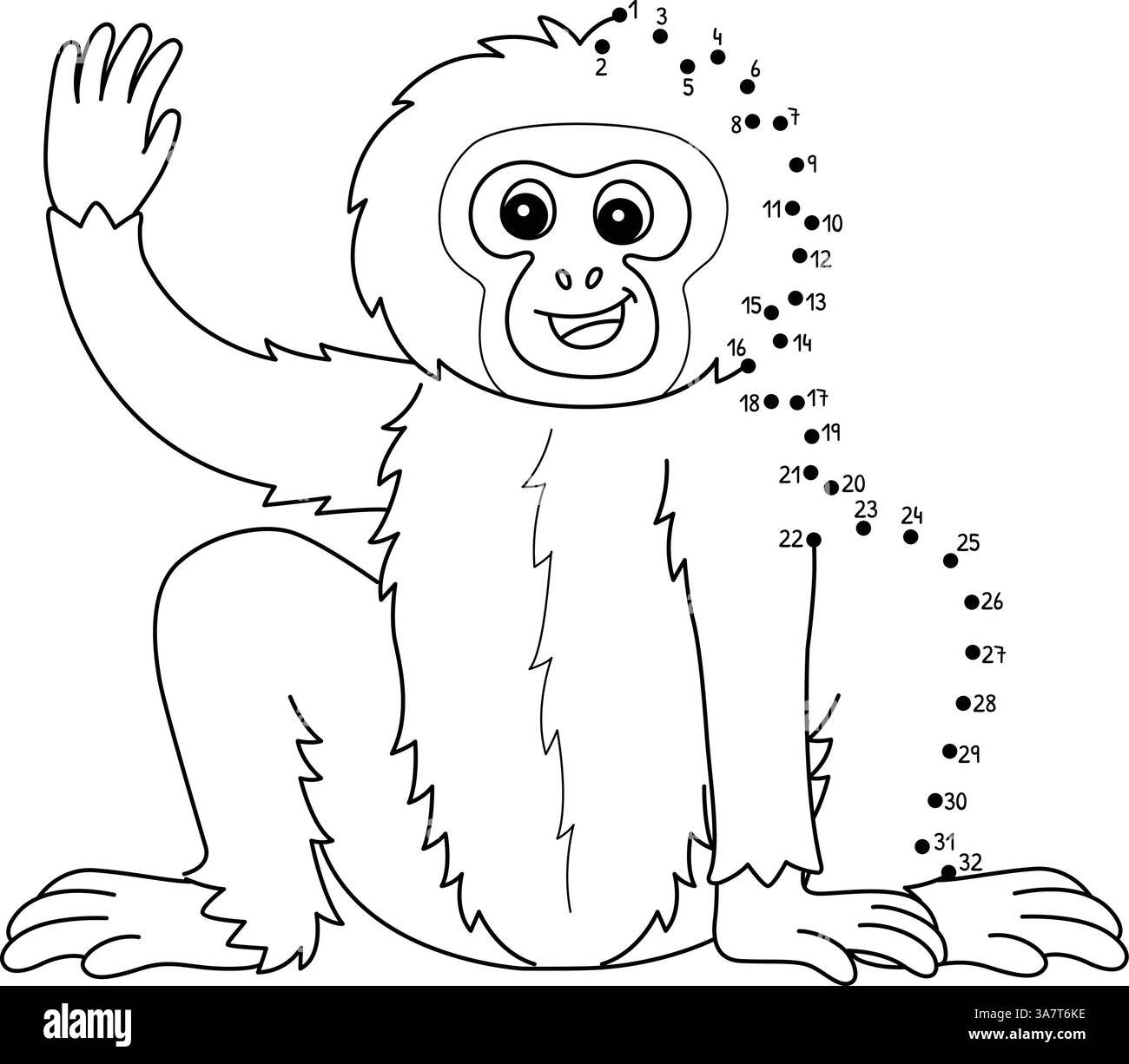 Dot to Dot Gibbon Animal Isolated Coloring Page Stock Vector Image & Art - Alamy