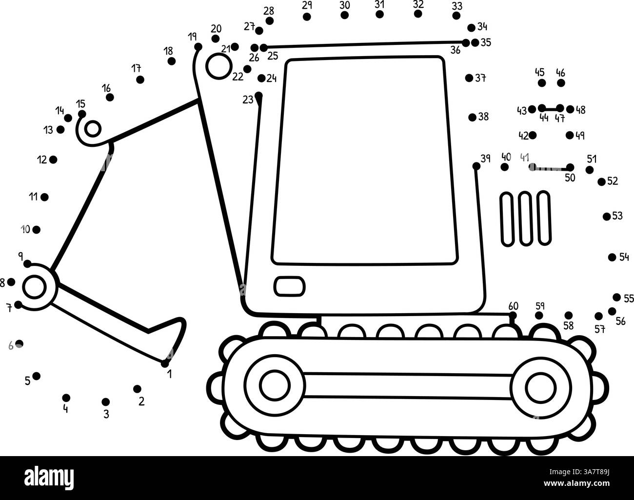 Dot to Dot Excavator Vehicle Isolated Coloring Stock Vector Image & Art ...