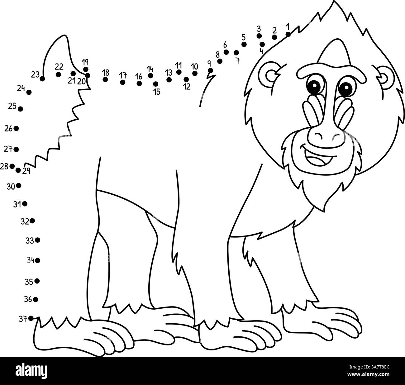 Dot to Dot Mandrill Animal Isolated Coloring Page Stock Vector Image & Art - Alamy