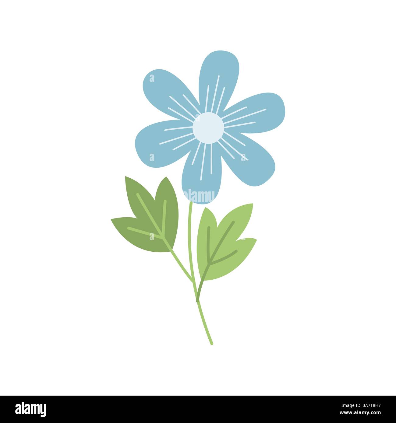 Cute blue stylized spring flower on white background. Botanical clipart ...