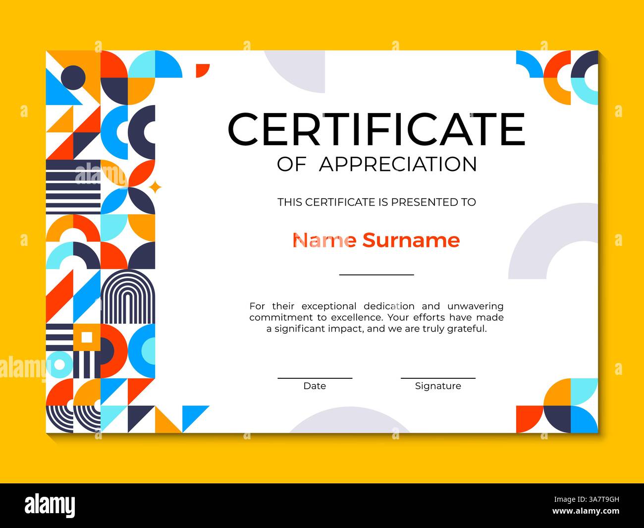 Certificate template with abstract geometric pattern, shapes and ...