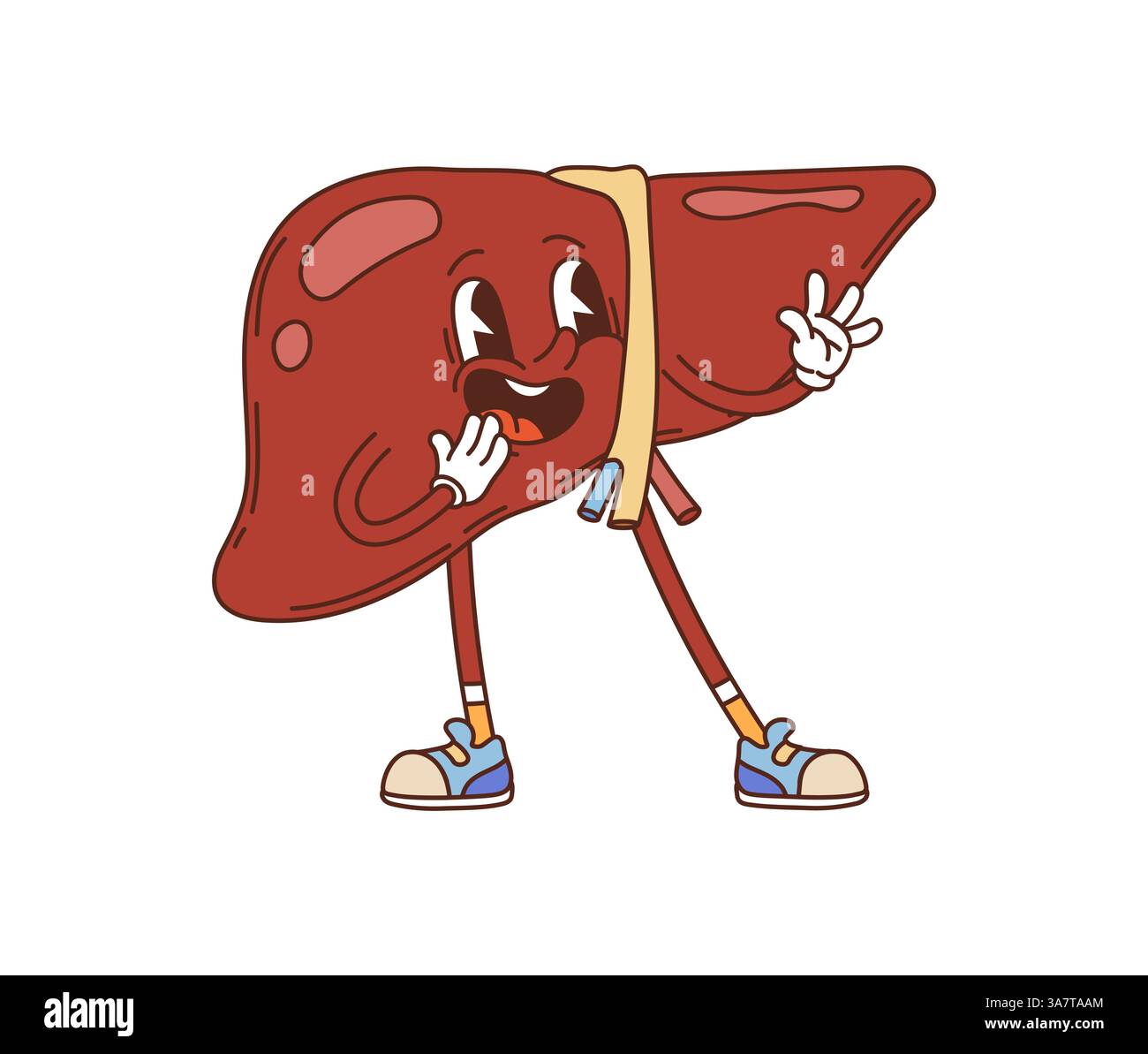 Cartoon groovy liver human body organ medicine character. Vector ...