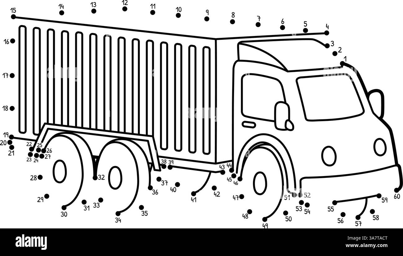 Dot to Dot Truck Vehicle Isolated Coloring Page Stock Vector Image ...