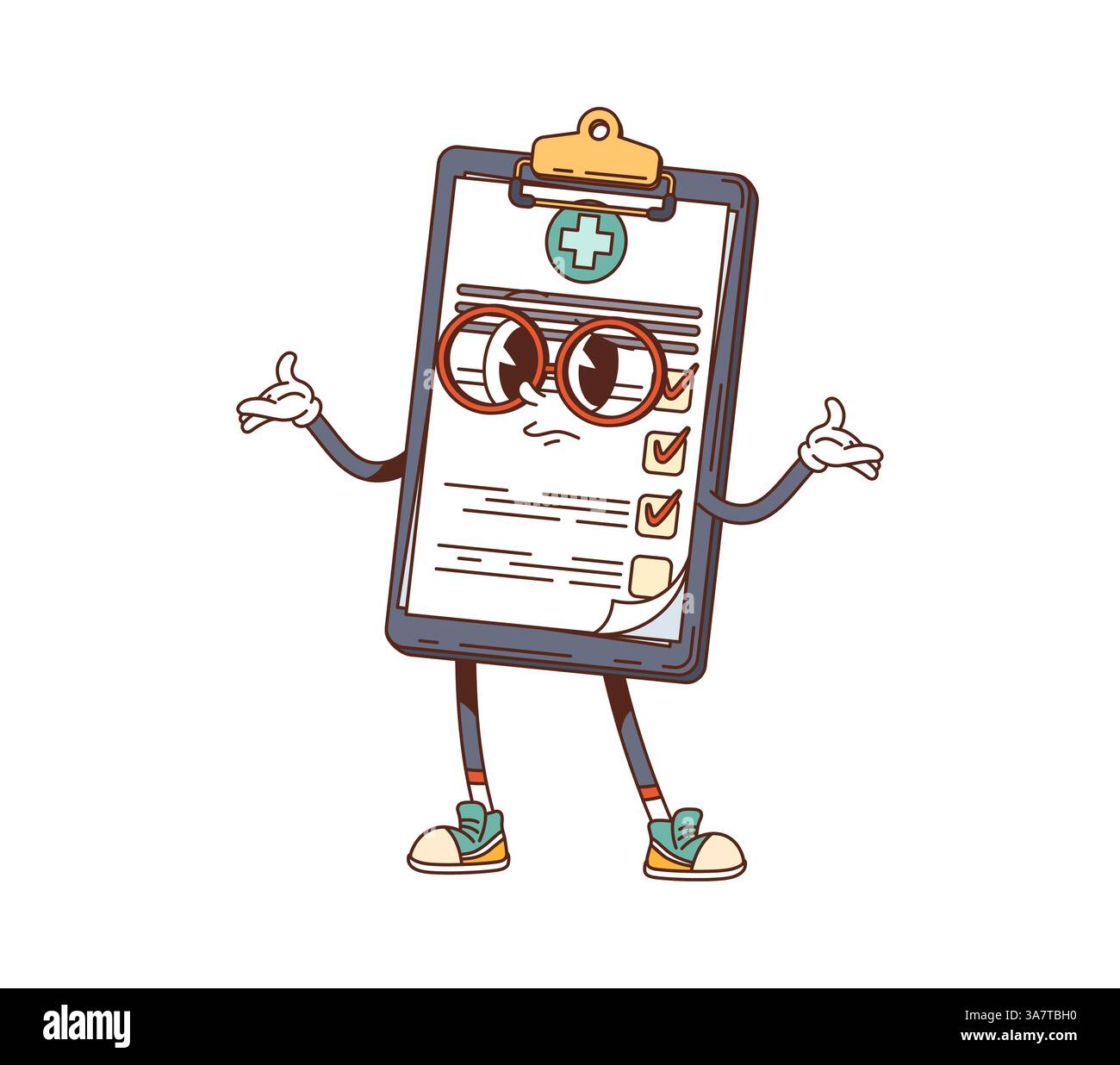 Cartoon groovy medical prescription character. Vector y2k paper ...