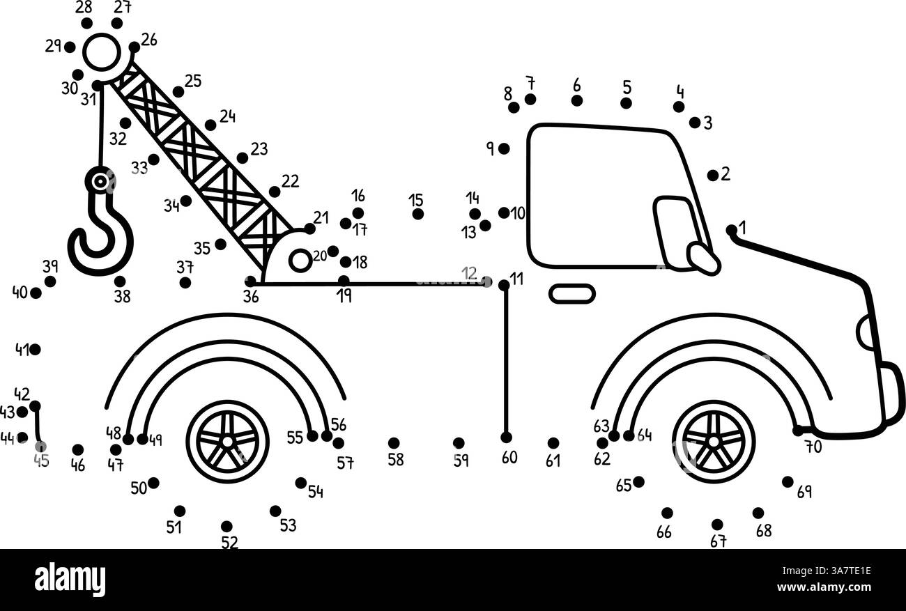 Dot to Dot Tow Truck Vehicle Isolated Coloring Stock Vector Image & Art ...