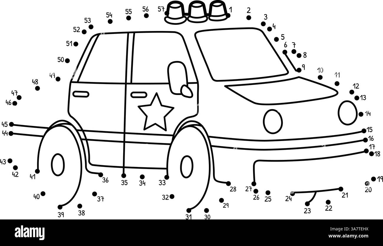 Dot to Dot Police Car Vehicle Isolated Coloring Stock Vector Image ...