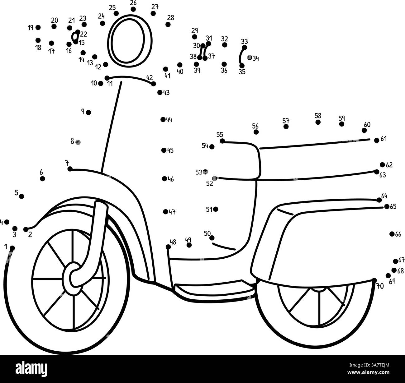 Dot to Dot Scooter Vehicle Isolated Coloring Page Stock Vector Image ...