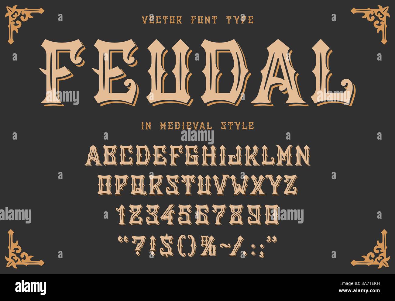 Vintage magic font, fantasy book type, royal pirate corsair typeface ...