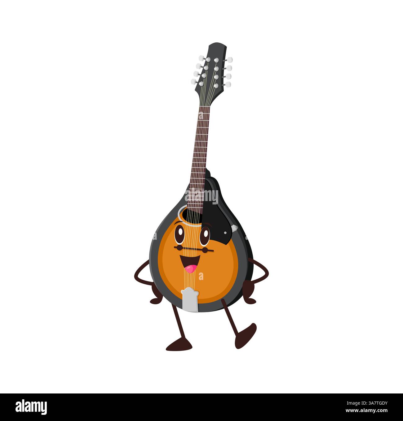 Cartoon funny mandolin musical instrument character. Isolated vector ...