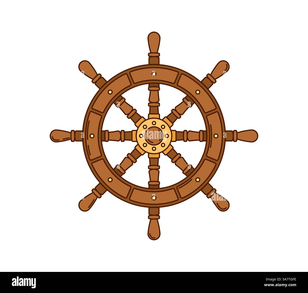 Cartoon groovy ship steering wheel, pirate and corsair maritime sailing ...