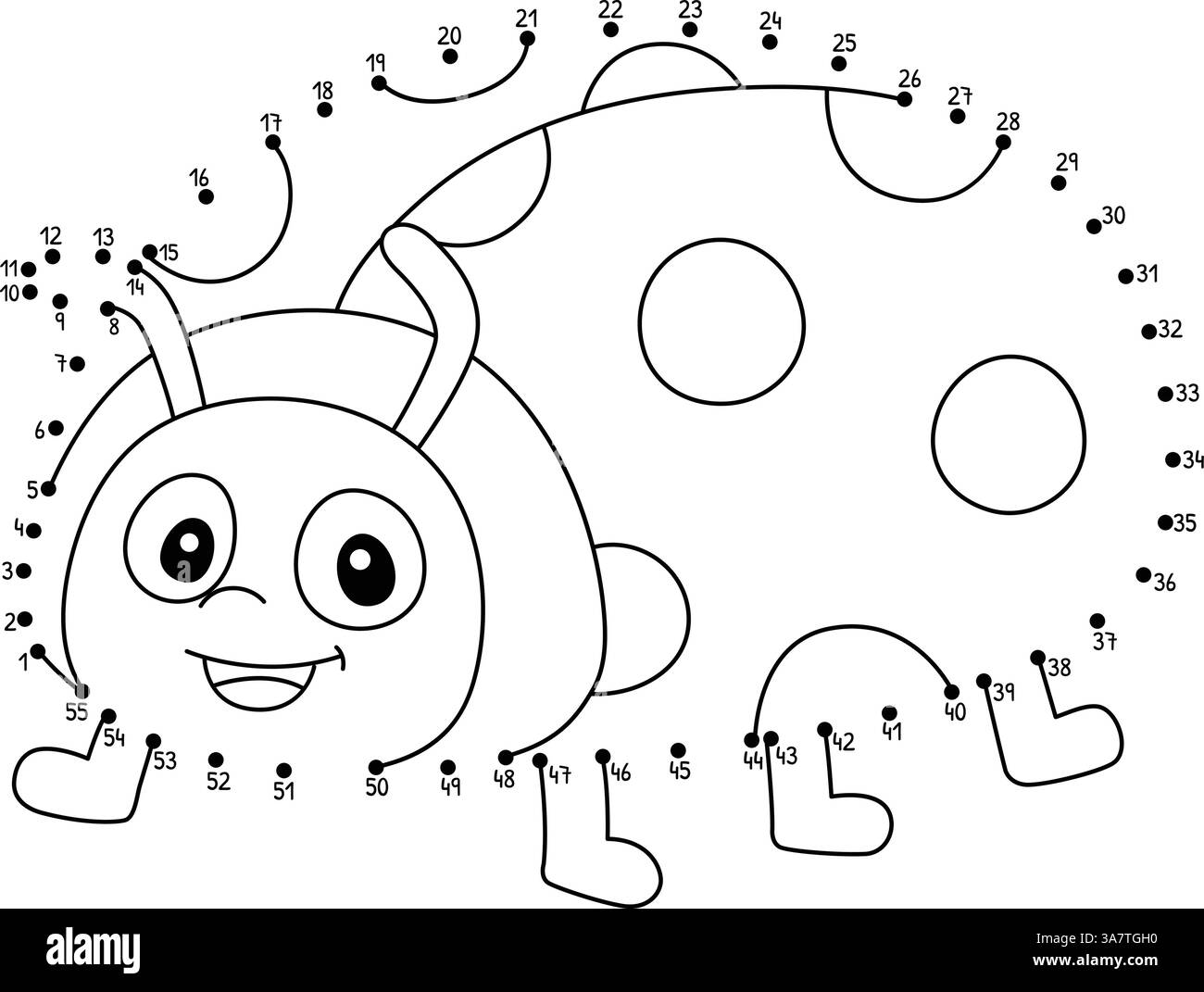 Dot to Dot Ladybug Animal Isolated Coloring Page Stock Vector Image ...