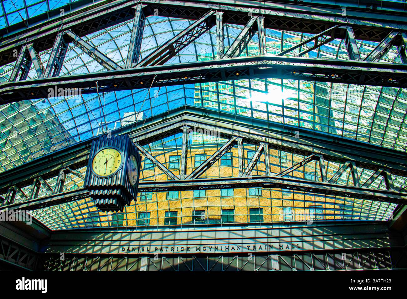 The design of the Moynihan train grand hall and the clock and steel ...