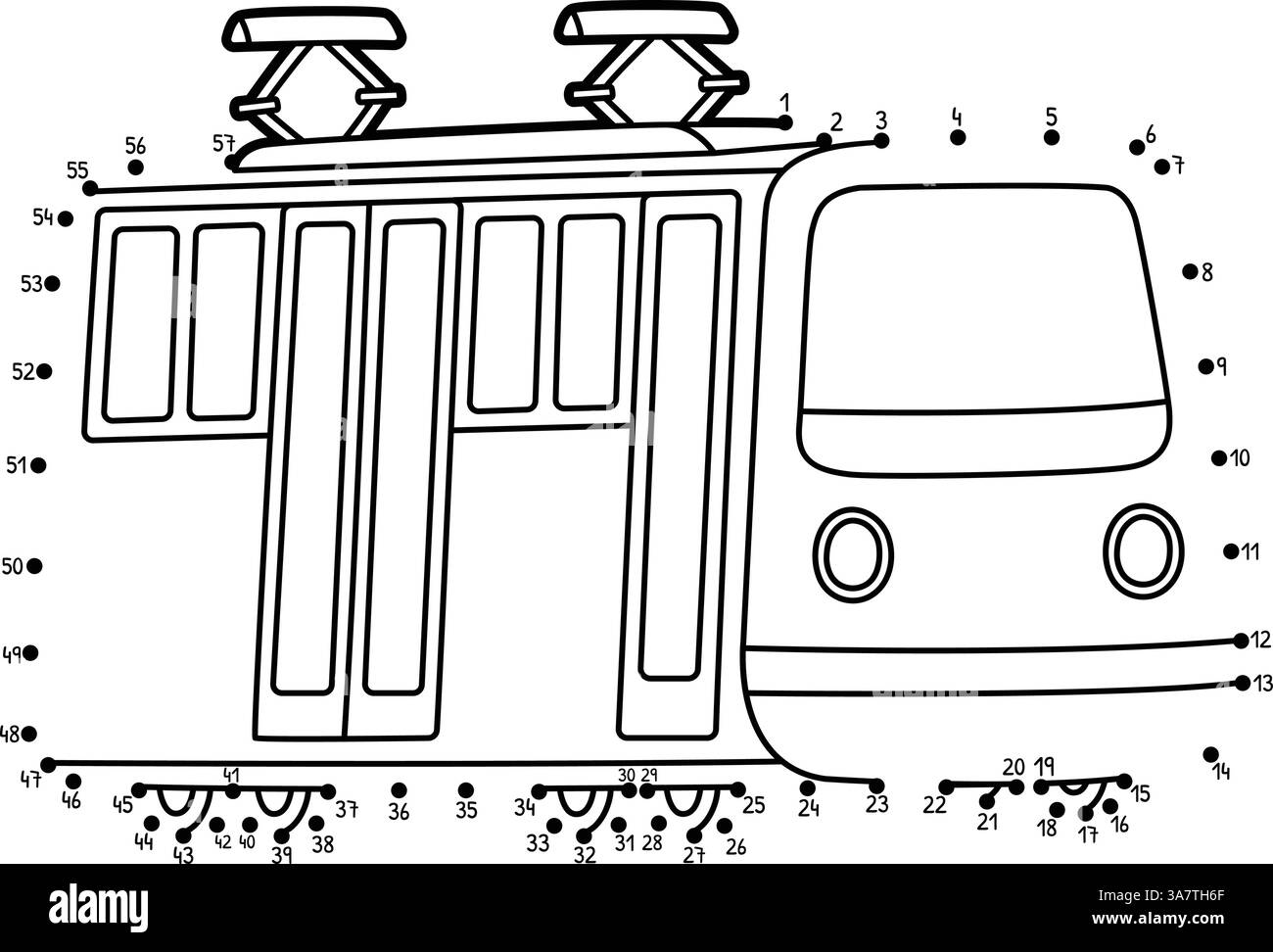 Dot to Dot Tram Vehicle Isolated Coloring Page Stock Vector Image & Art ...