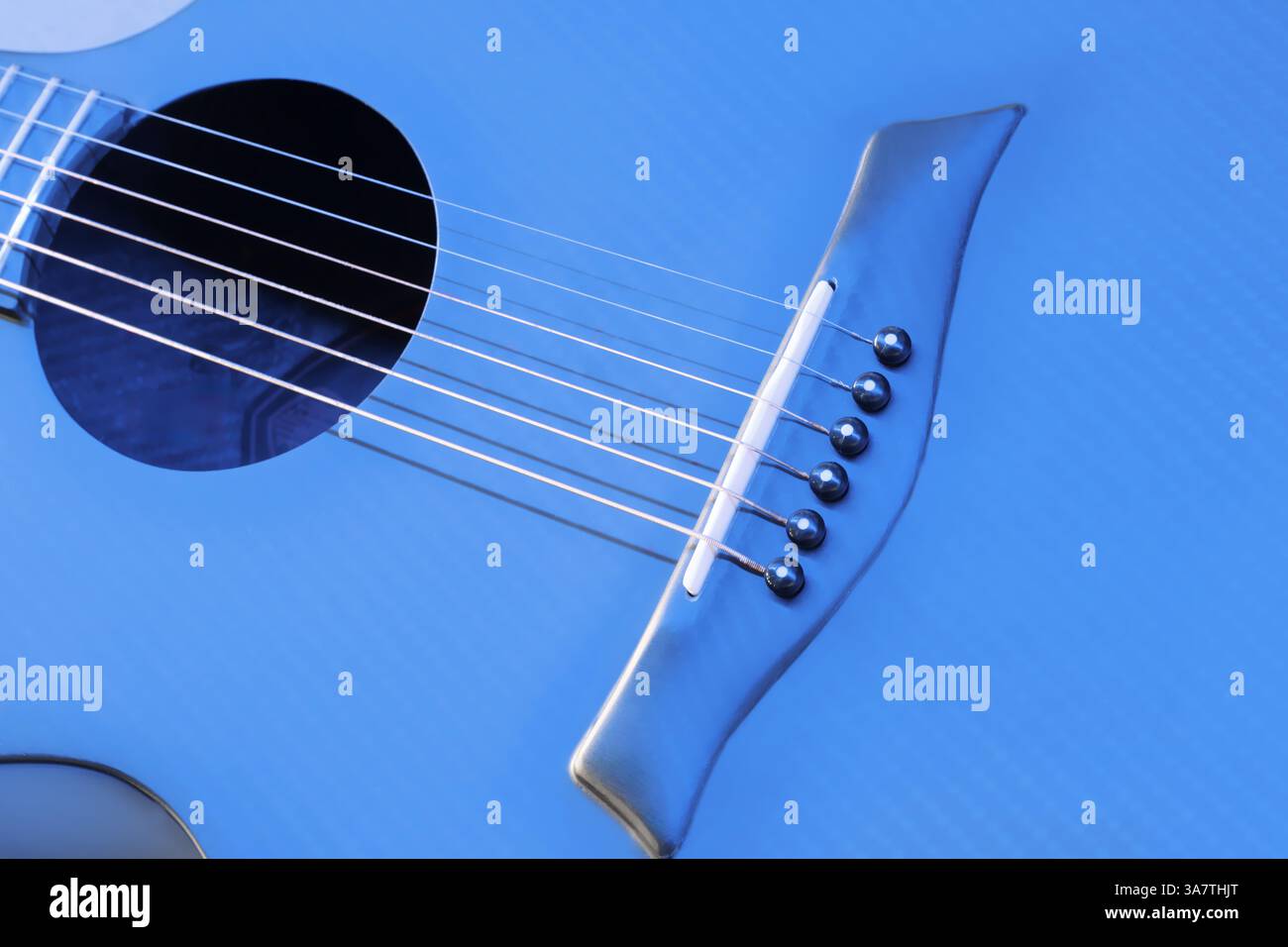 Blue Acoustic 6 String Carbon Fiber Guitar Close Up Stock Photo - Alamy