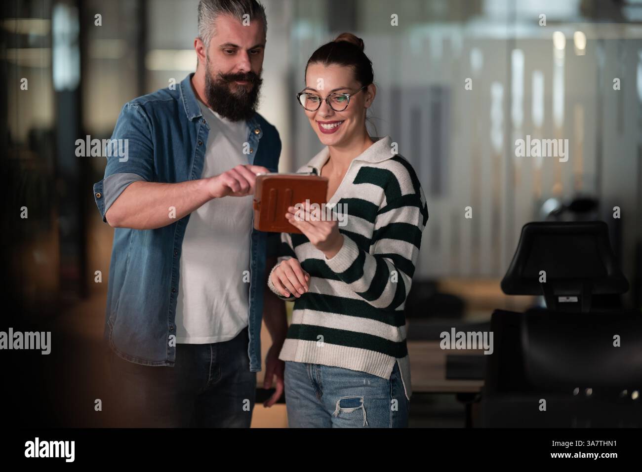 Male senior coach or speaker sharing business ideas and collaborating ...