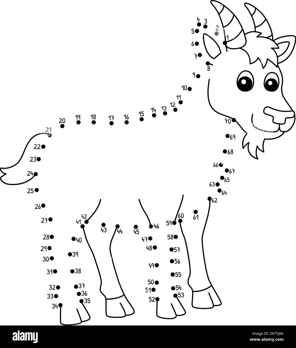 Dot to Dot Goat Animal Isolated Coloring Page Stock Vector Image & Art ...