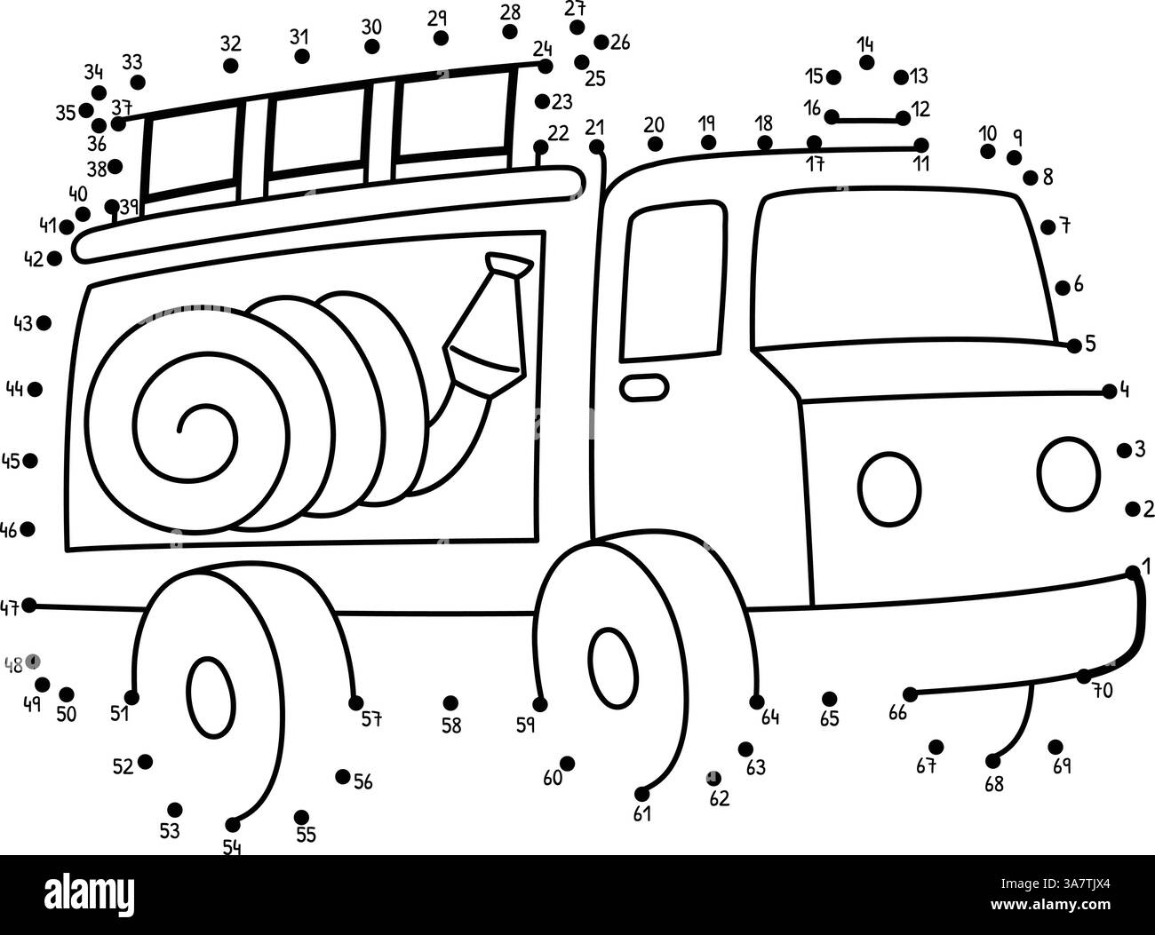 Dot to Dot Firetruck Vehicle Isolated Coloring Stock Vector Image & Art ...