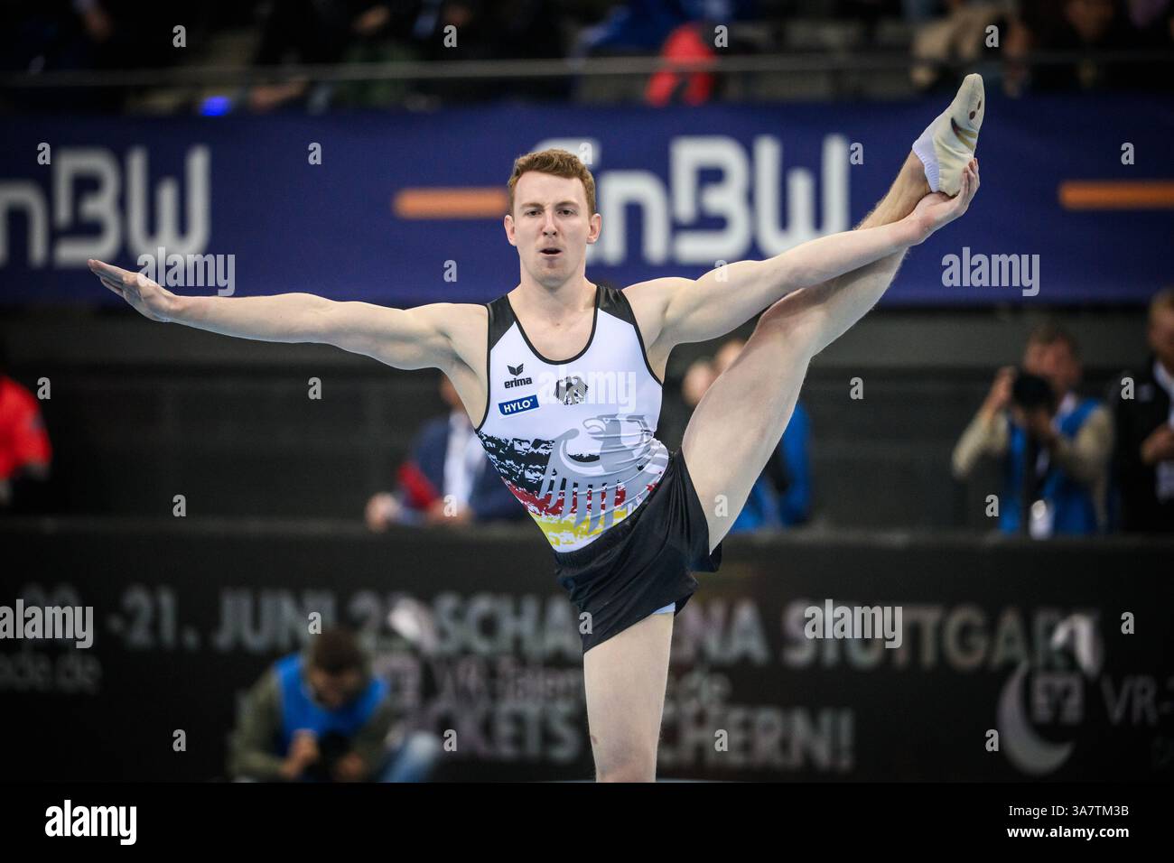 Stuttgart, Deutschland. 27th Mar, 2025. Nils Dunkel (GER, SV Halle) - Boden/40. EnBW DTB Pokal ...