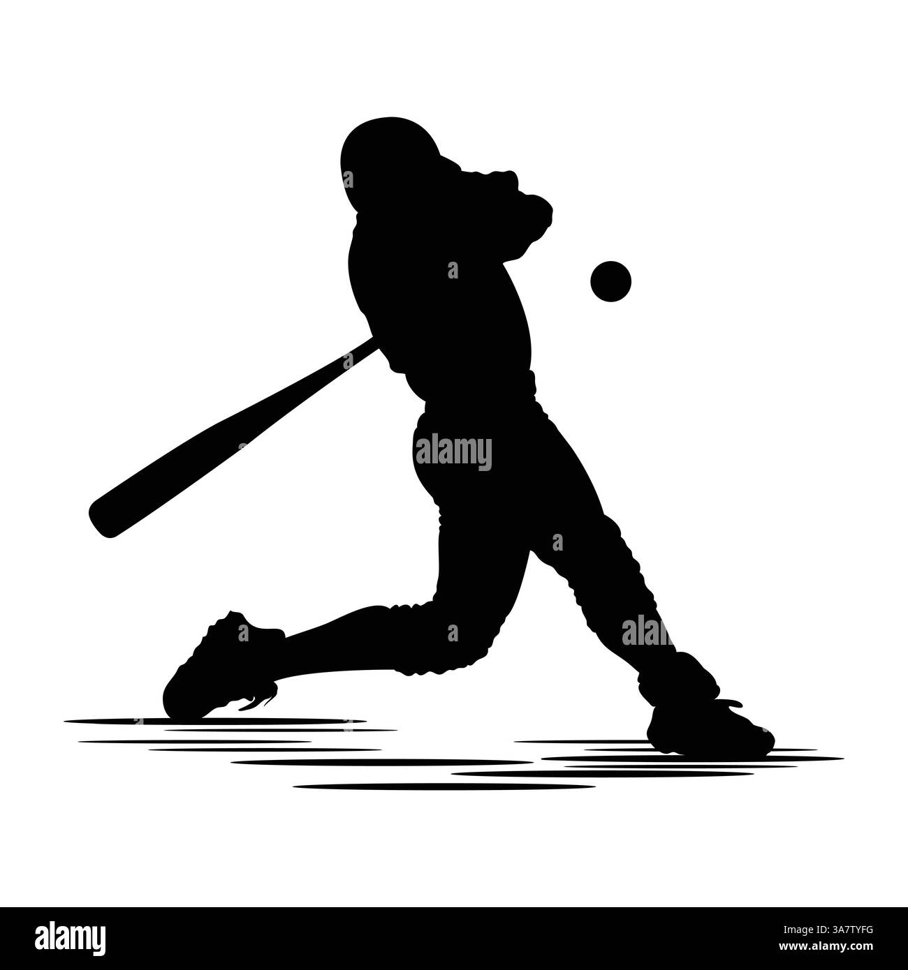 Dynamic Baseball Batter Silhouette Vector: Hitting Ball in Action Stock ...