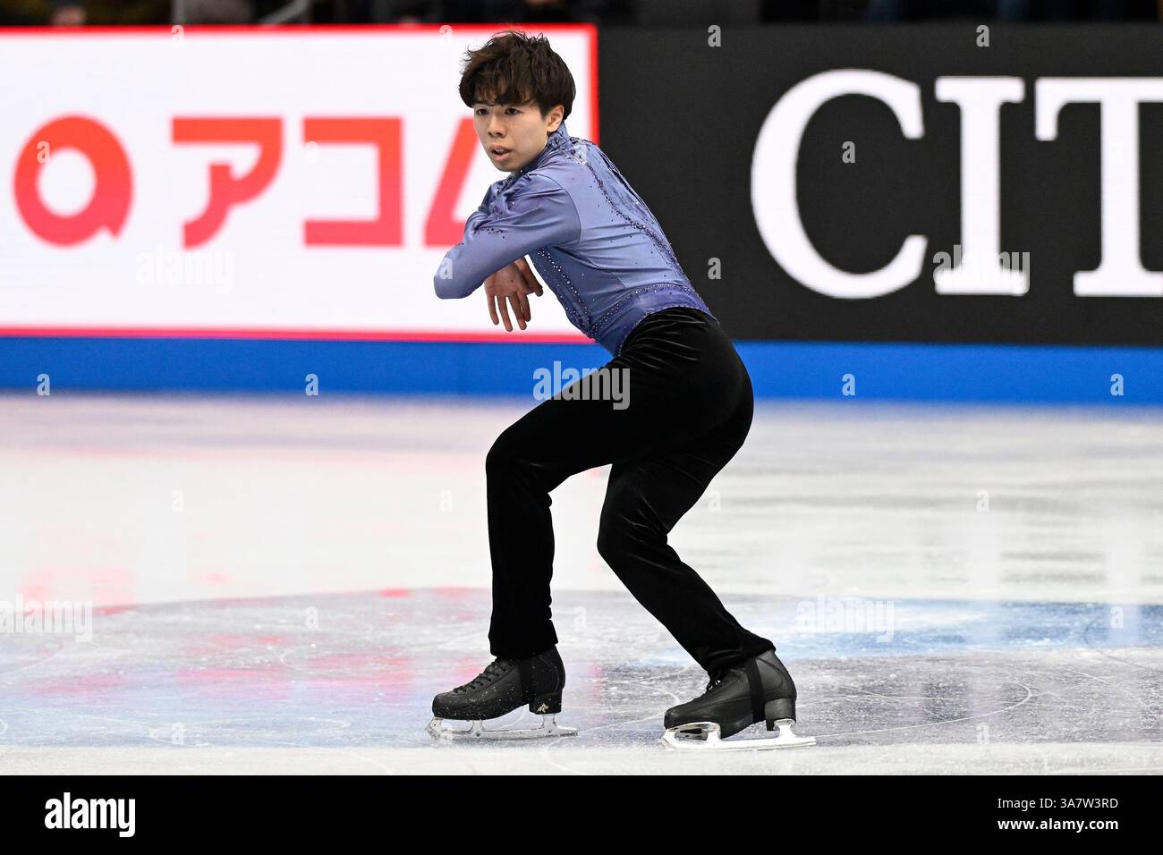 TD Garden. 27th Mar, 2025. Boston, Mass: Shun Sato of Japan skates ...