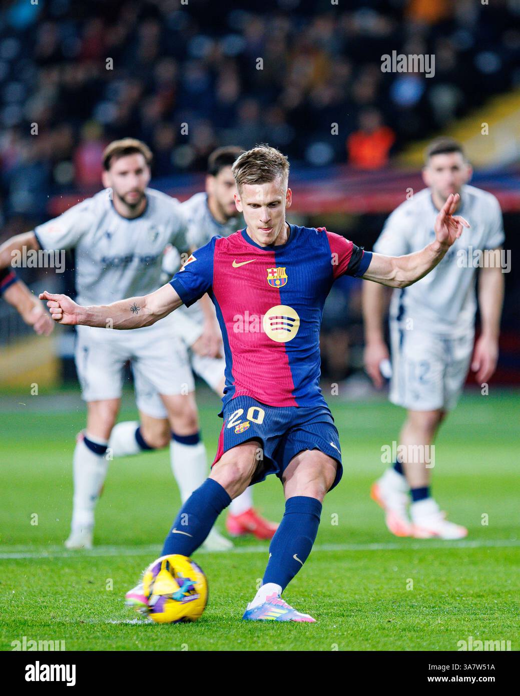 Barcelona, Spain. 27th Mar, 2025. Dani Olmo in action during the LaLiga ...