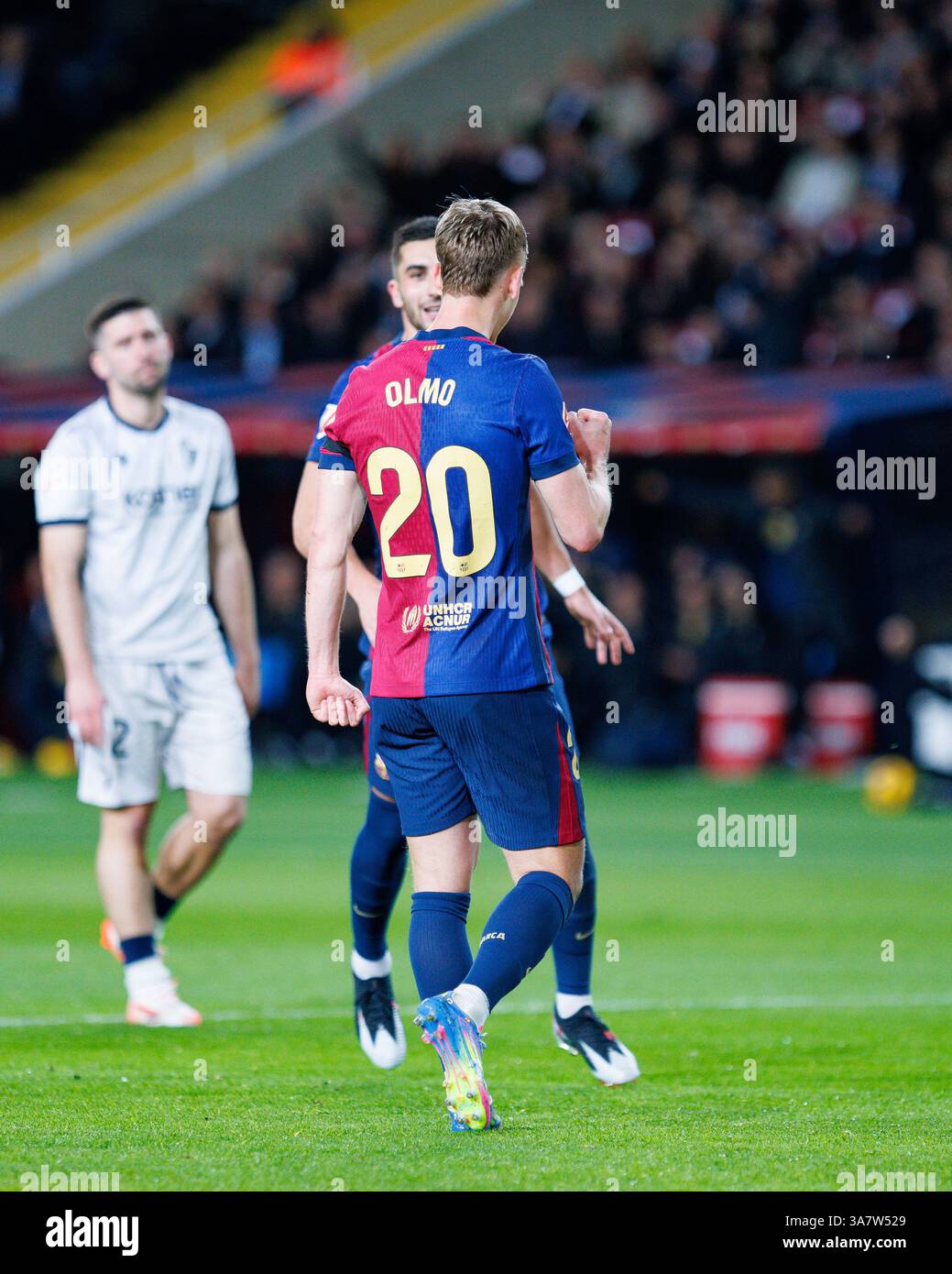 Barcelona, Spain. 27th March, 2025. Ferran Dani Olmo celebrates after ...