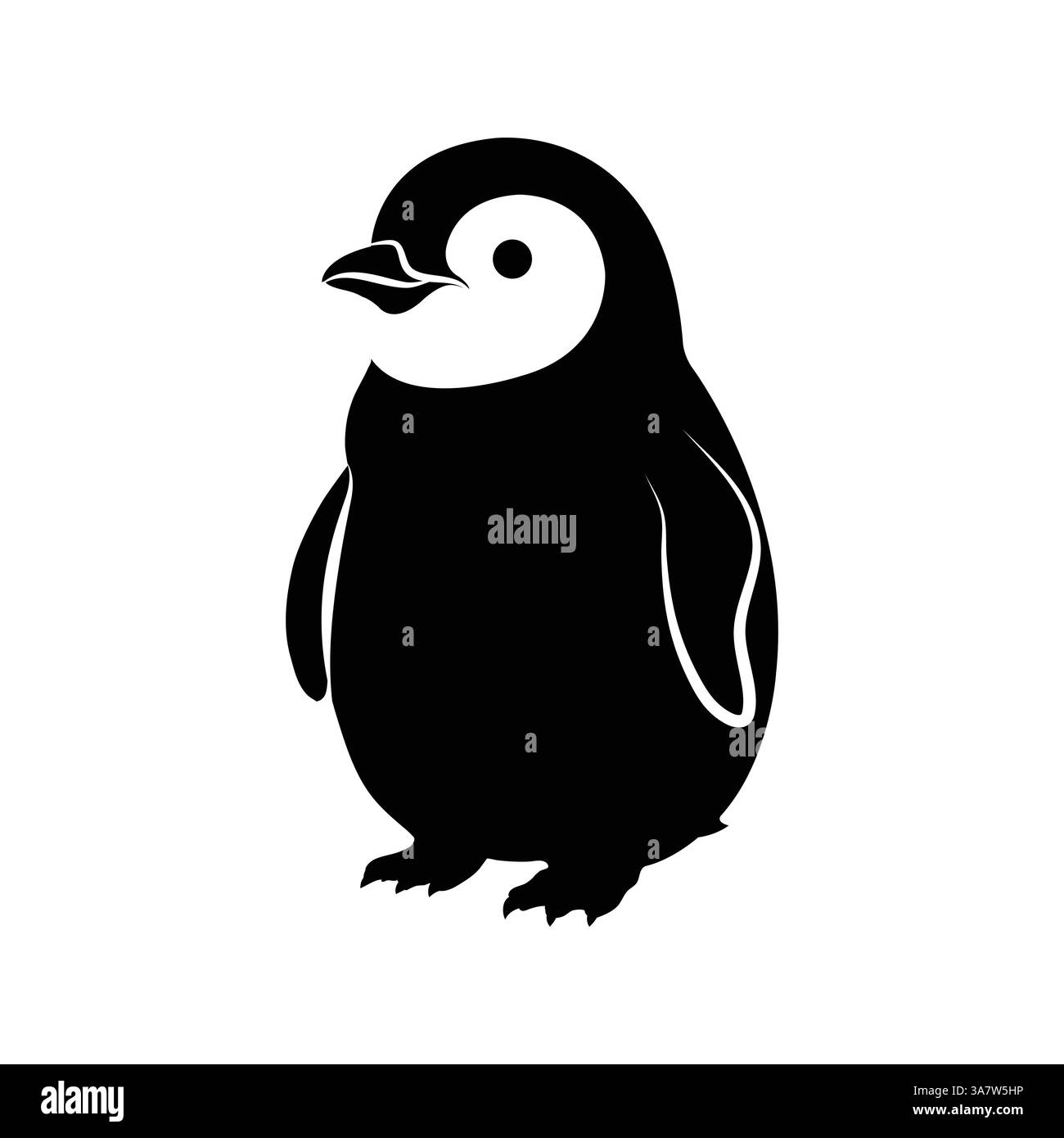 Cute Penguin Silhouette Vector: Standing Bird Illustration for Children ...