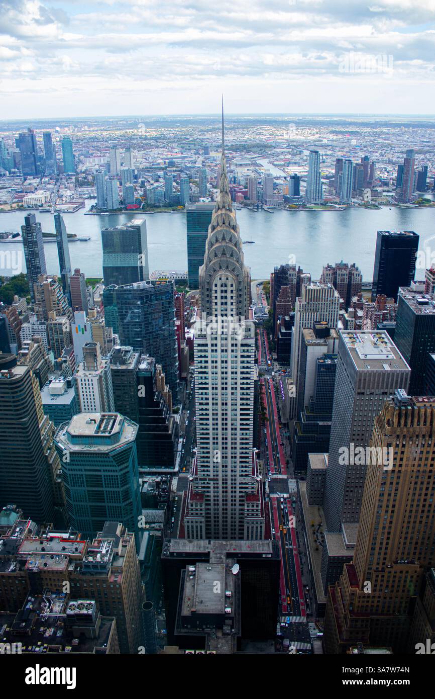 Beautiful aerial eye level view of the Empire State Building in ...